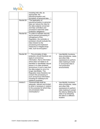MySQL GDPR Whitepaper | PDF