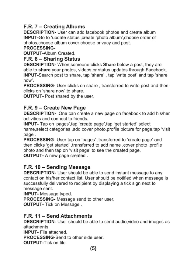Software requirement Analysis (SRS) for FACEBOOK | PDF
