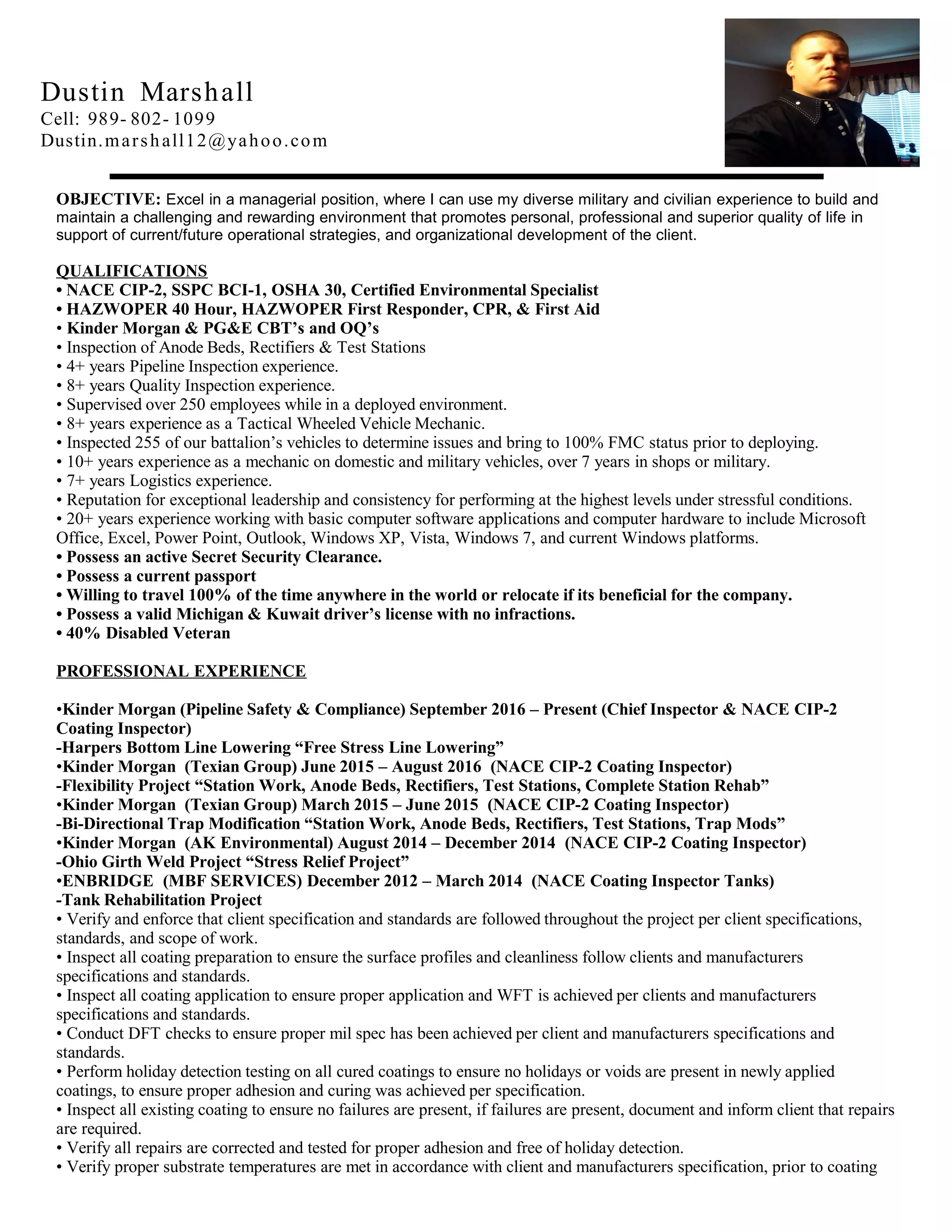 Dustin L. Marshall's Resume | DOC