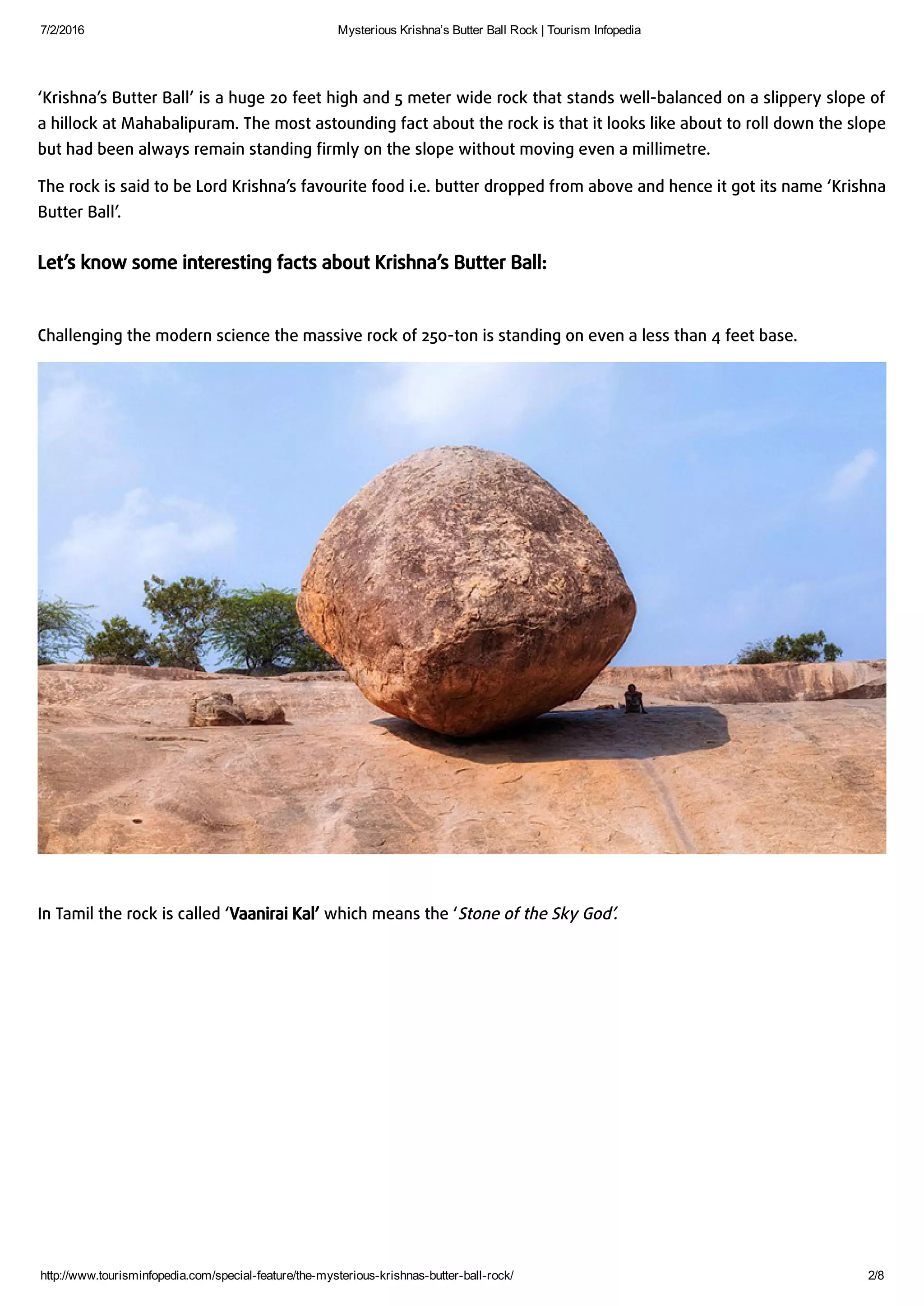 Mysterious krishna’s butter ball rock tourism infopedia | PDF