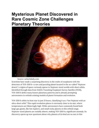 Mysterious Planet Discovered in Rare Cosmic Zone Challenges Planetary ...