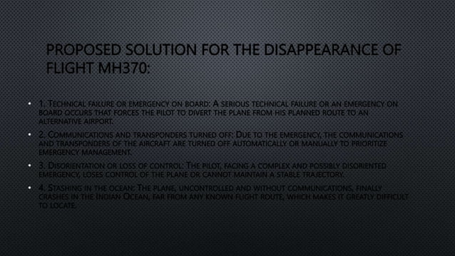 Presentation about the disappearance of Malaysia airlines flight | PPT