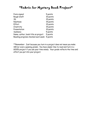 Mystery book rubric | DOC