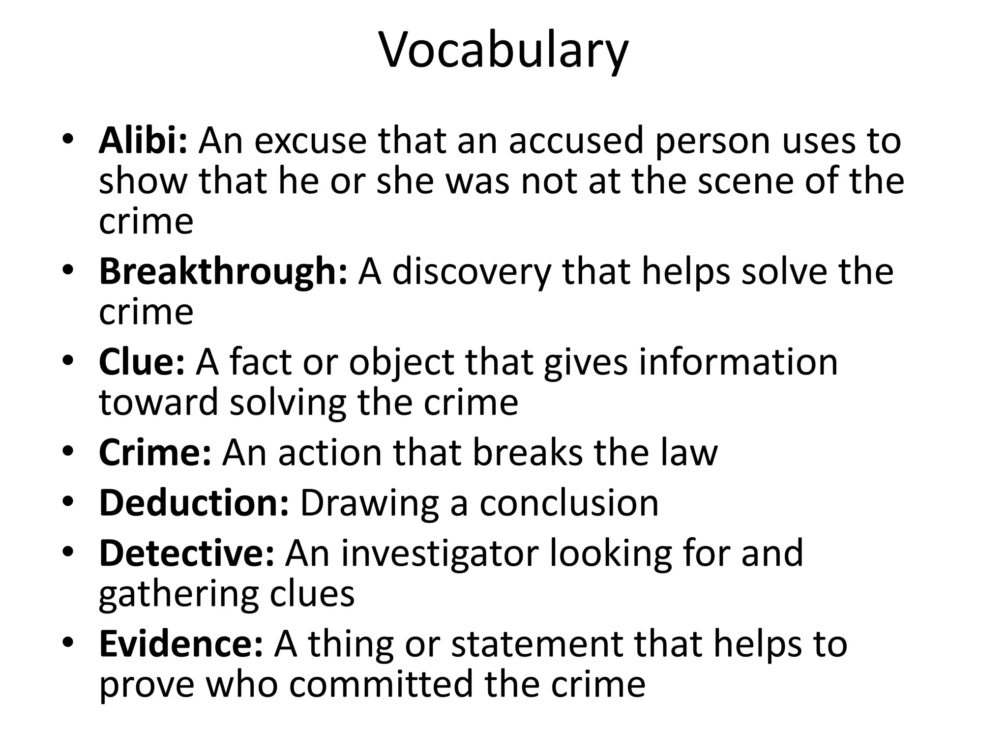 Mystery Lesson Introduction and Vocabulary | PPT
