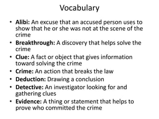 Mystery Lesson Introduction and Vocabulary | PPT