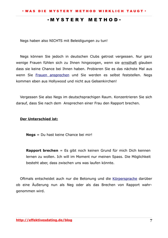 Was taugt die Mystery Method zum Frauen ansprechen und verfuehren? | PDF