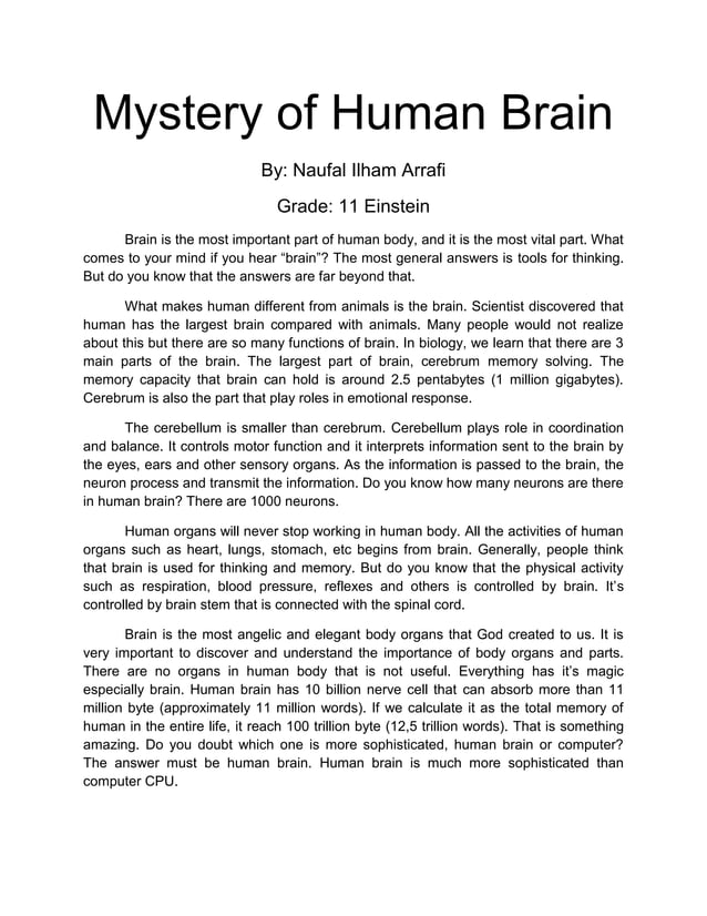 Mystery of human brain | DOCX | Brain and Nervous System Disorders ...