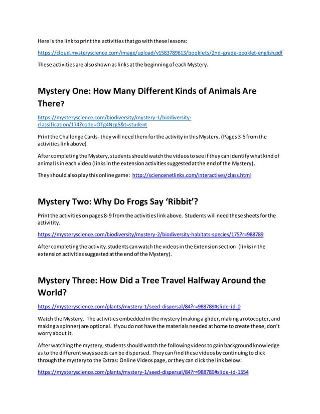 Mystery science home lessons | PDF