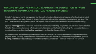 Healing Beyond the Physical: Exploring the Connection Between Emotional ...