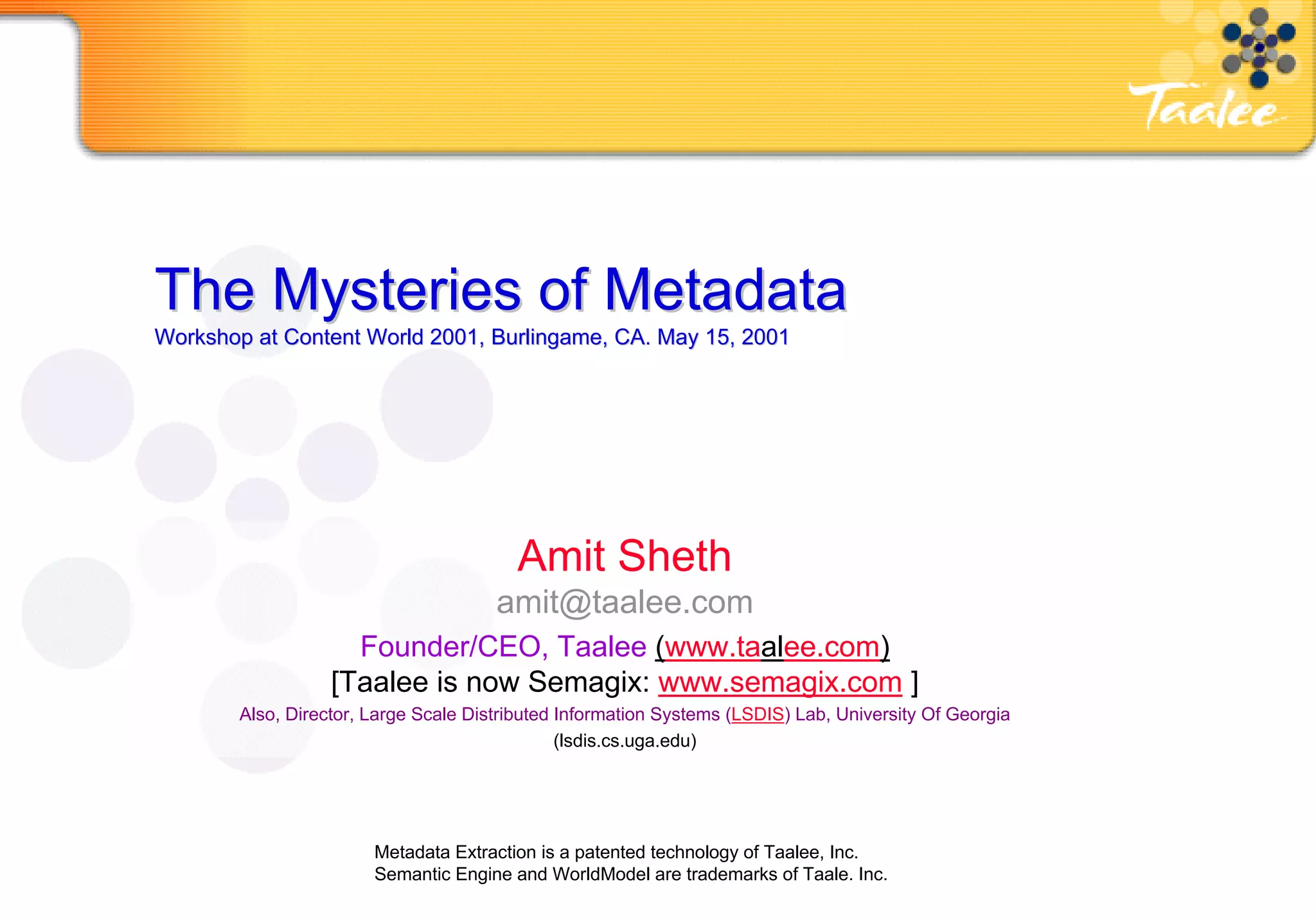 The Mysteries of Metadata | PPT
