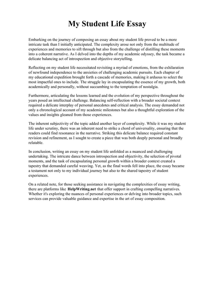 My Student Life Essay.pdf | Secondary Education | Education