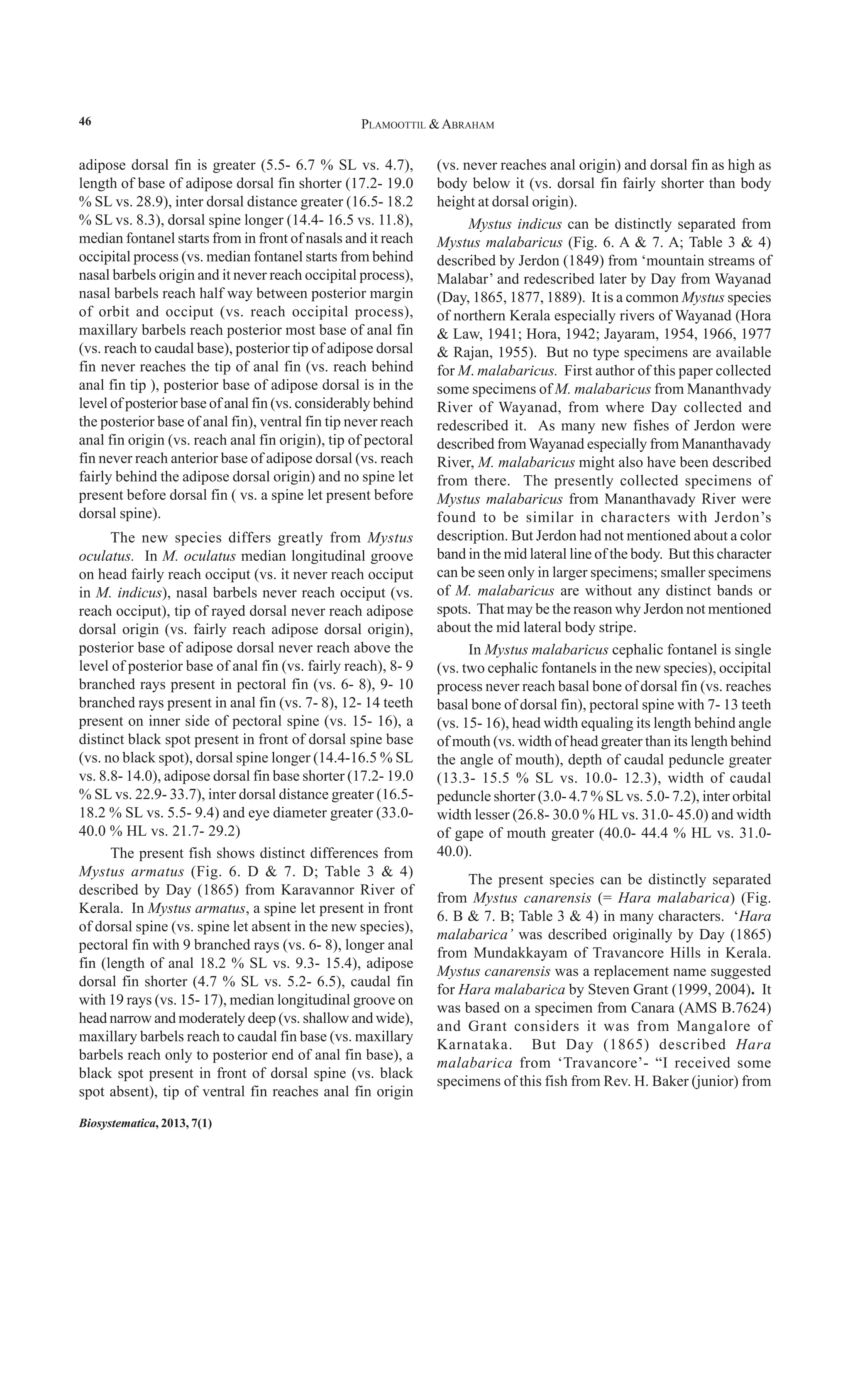 Mystus heoki & m. indicus two new fish species | PDF