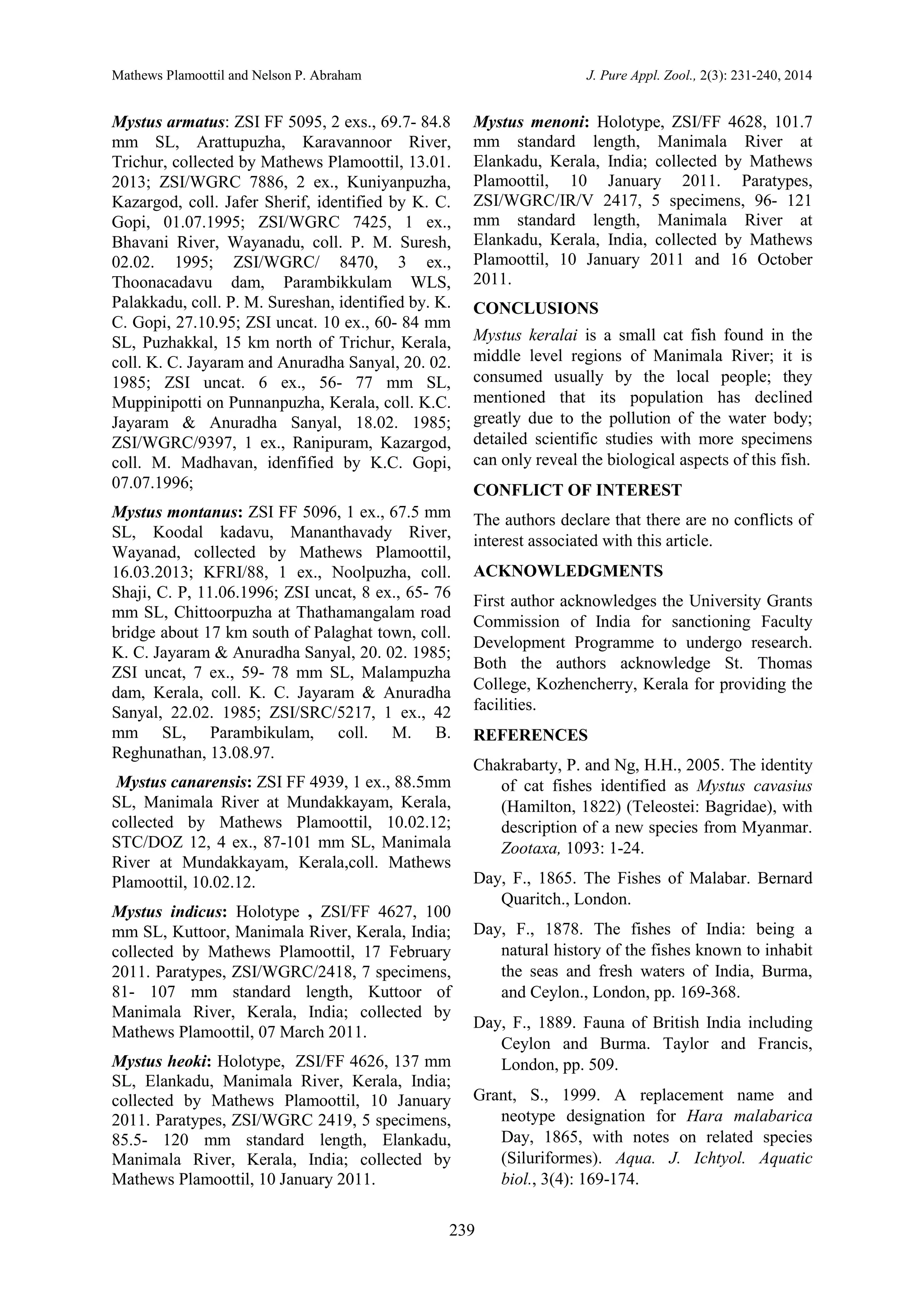 Mystus keralai,a new fish species | PDF