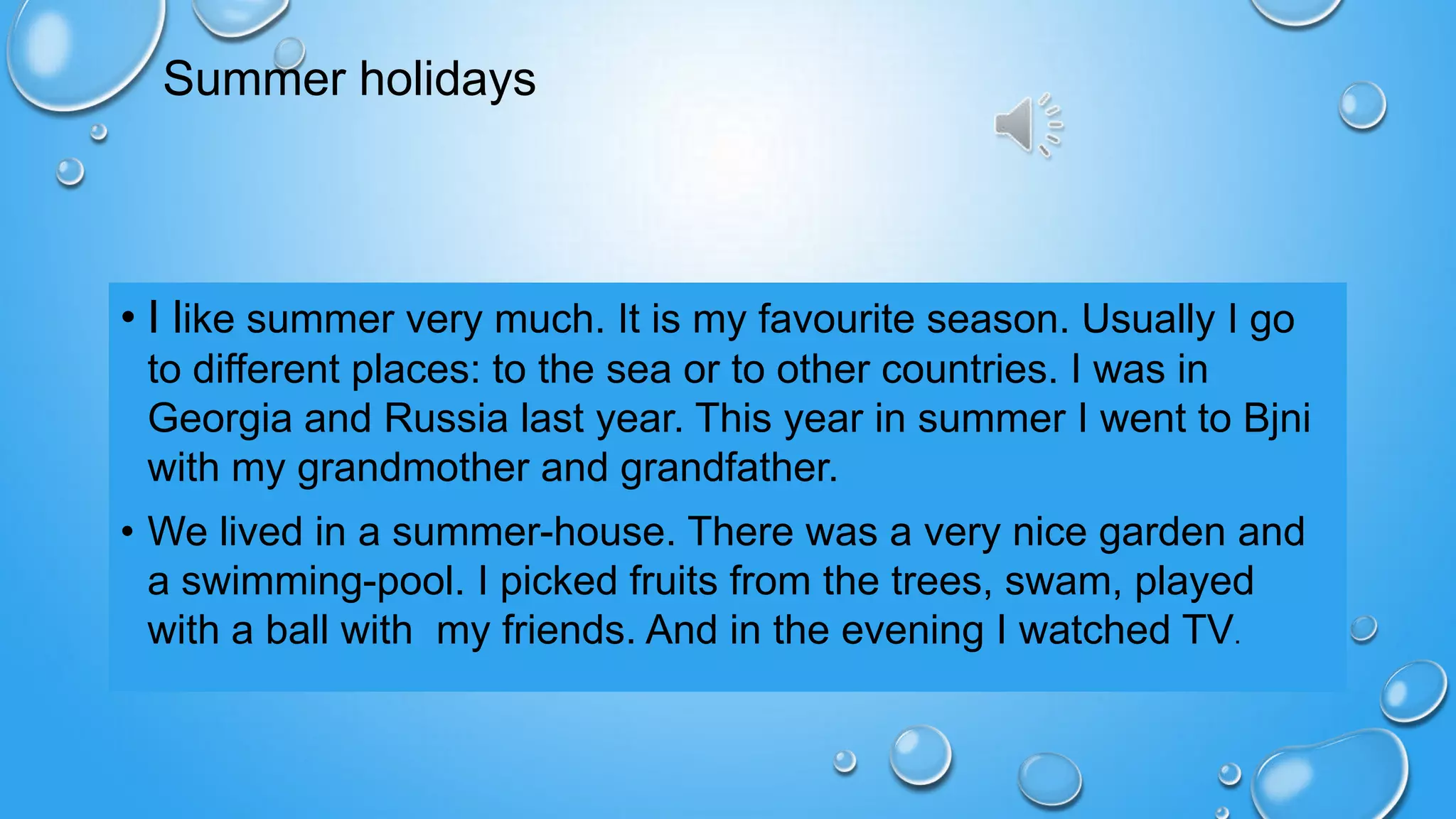 My summer holidays | PPTX