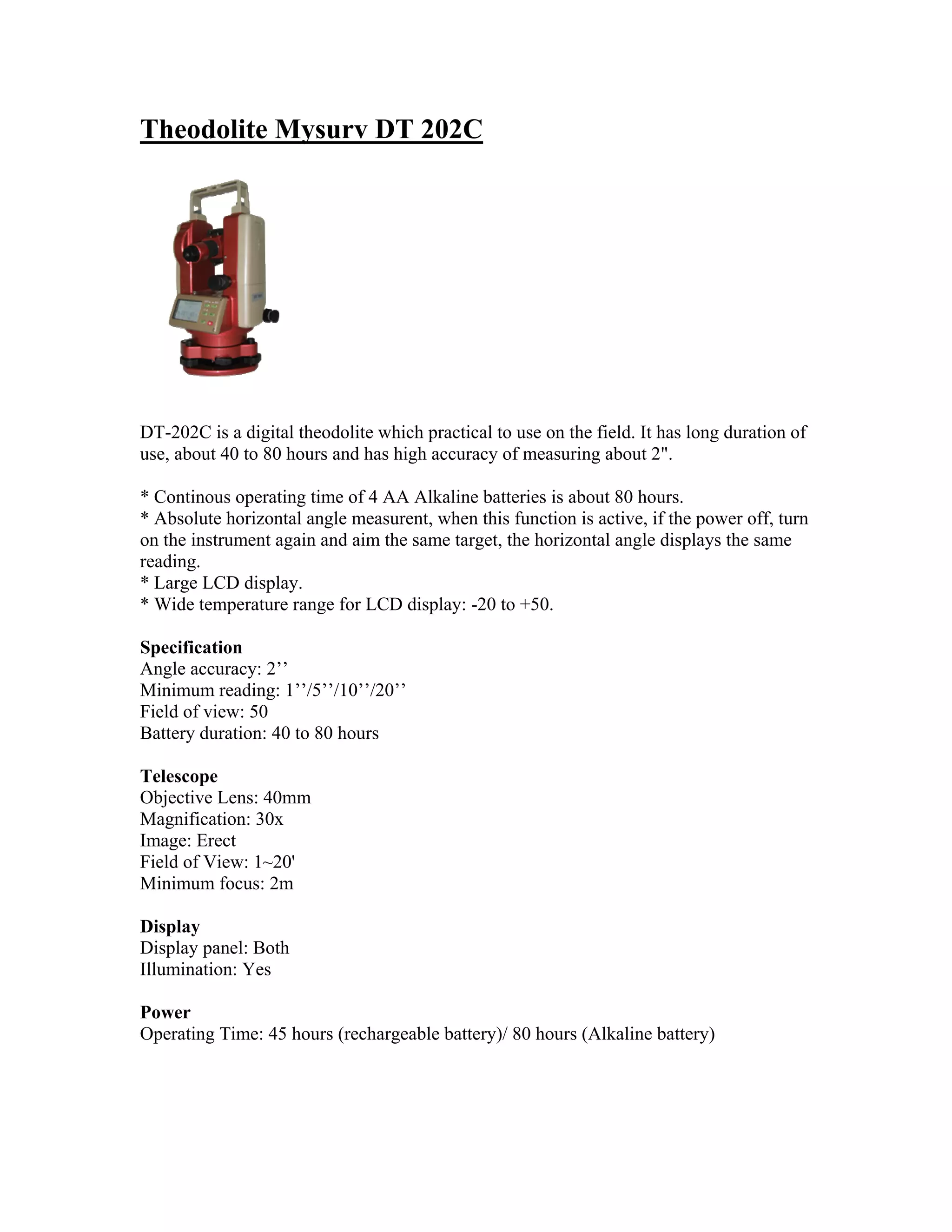 Mysurv dt 202 c | PDF