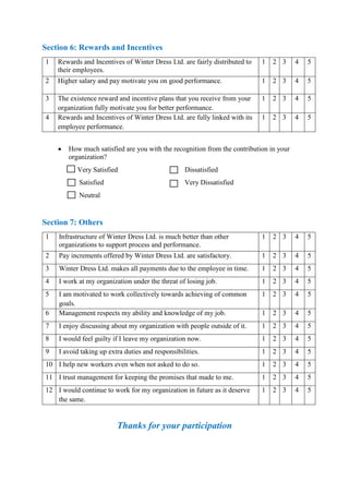 Survey Questionnaire on HRM (Sample) | PDF