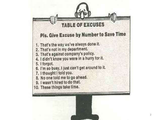 My table of excuses | PPT