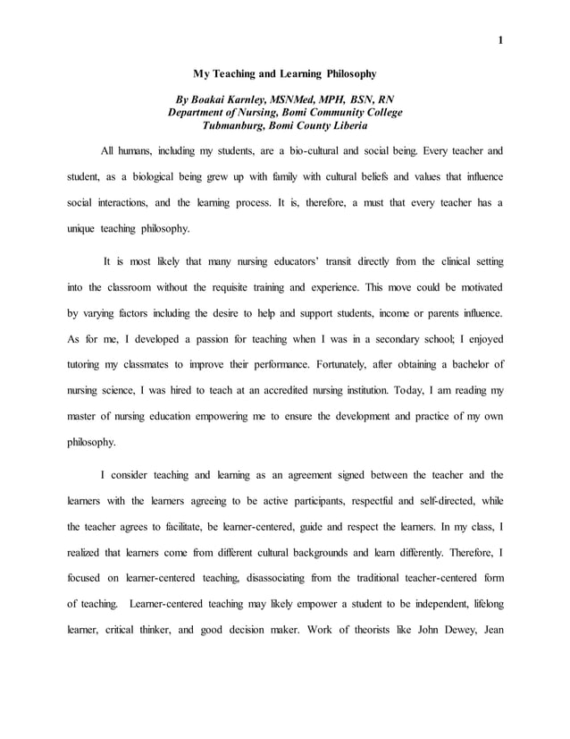 My Teaching and Learning Philosophy | PDF