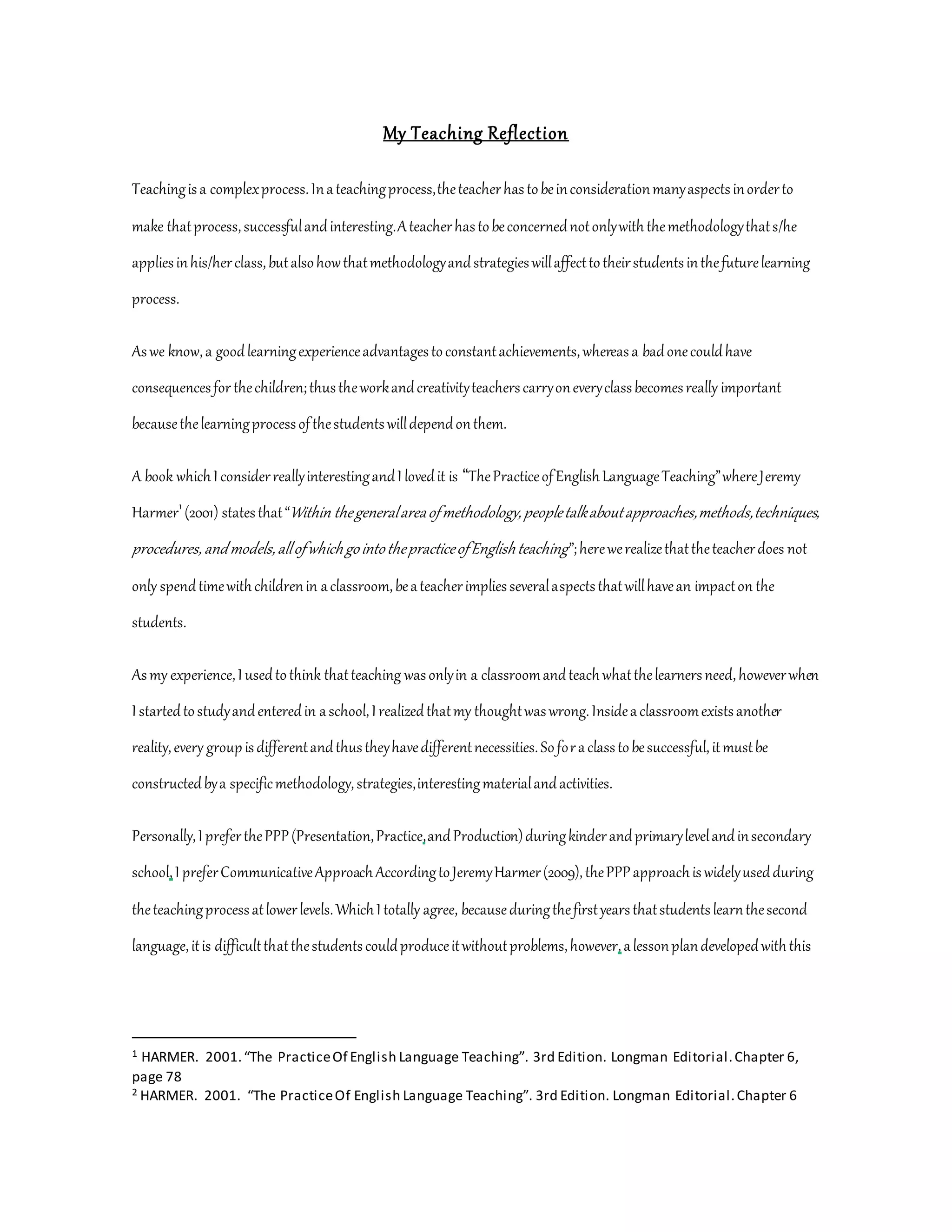 My teaching reflection | PDF