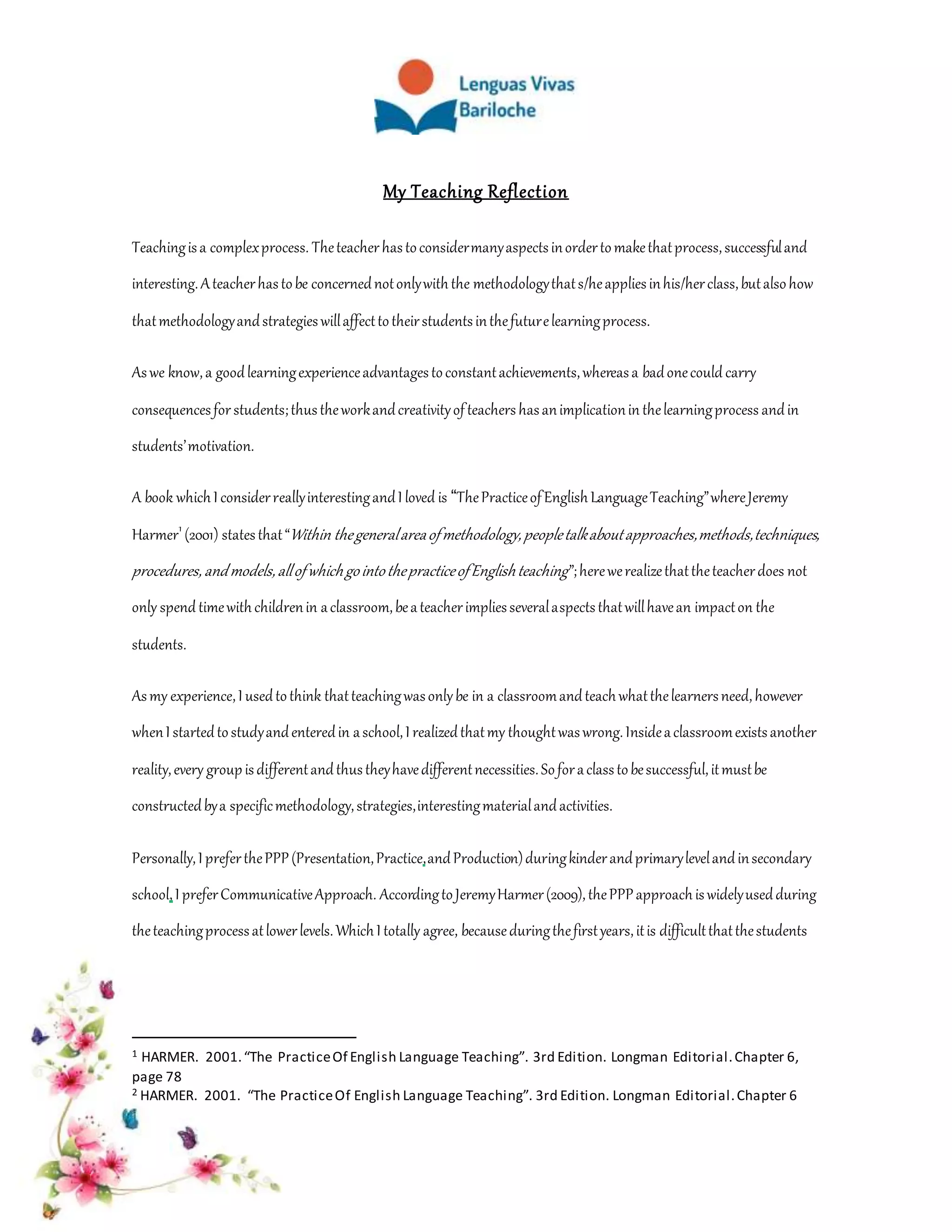 My teaching reflection | DOCX