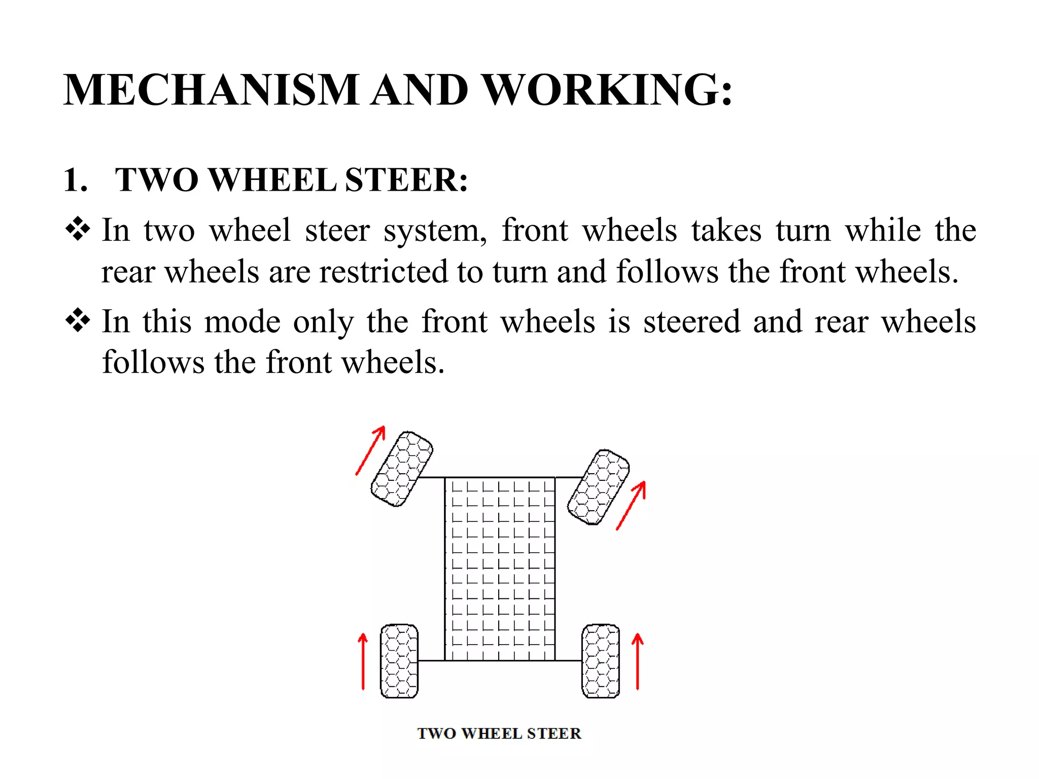 Zero radius turning and four wheel steering system | PPTX