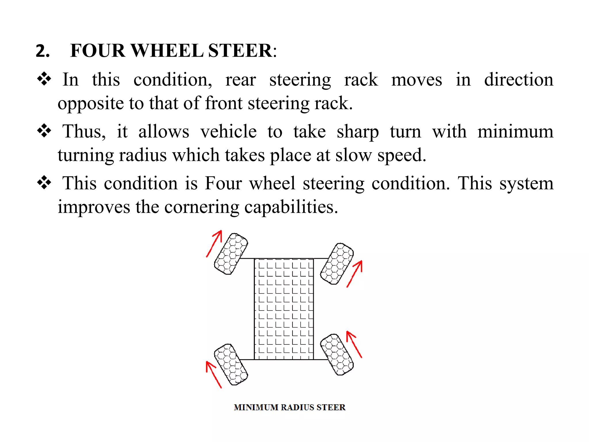 Zero radius turning and four wheel steering system | PPTX