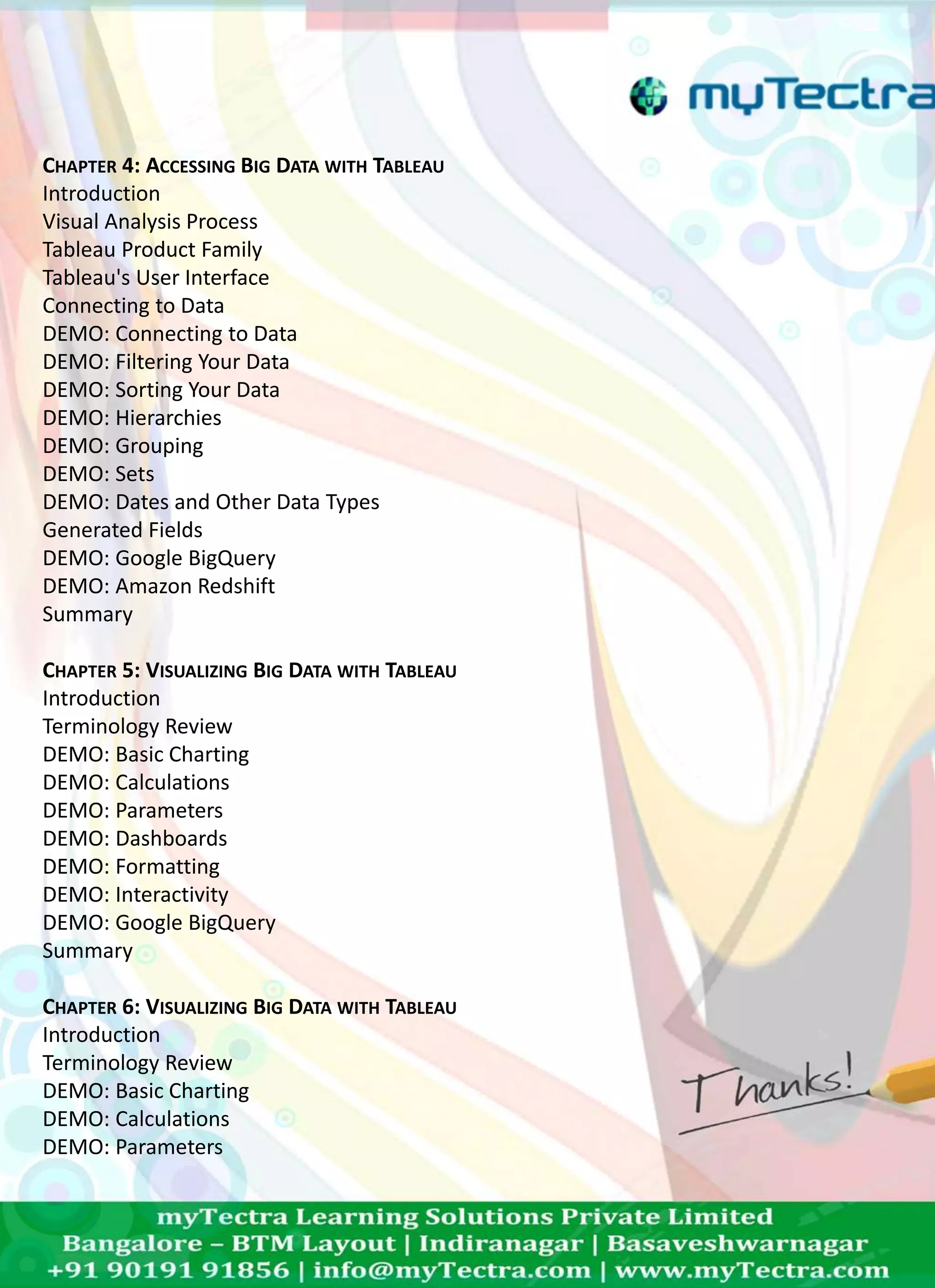 Big Data Analytics With Tableau Training By Mytectra Pptx Databases Computer Software And