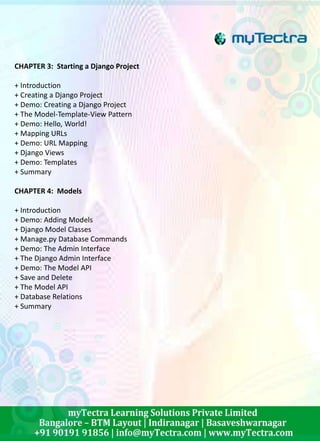 Python and Django Training in Bangalore by myTectra | PPTX | Web Development | Internet