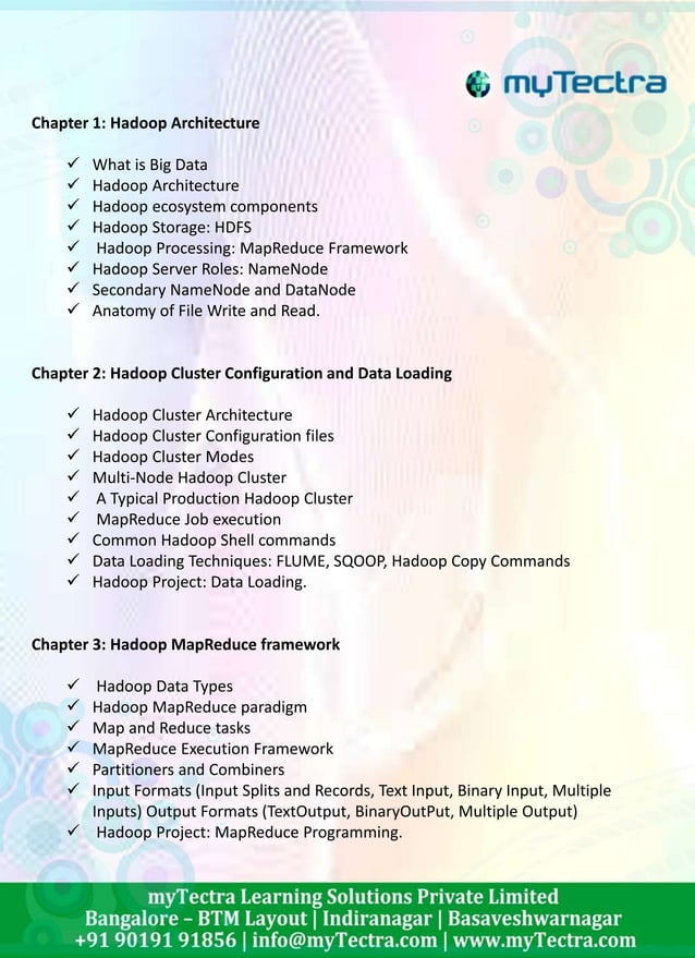 Big Data and Hadoop Training in Bangalore by myTectra | PDF