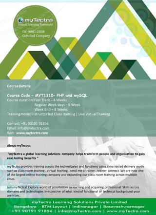 PHP & mySQL Training in Bangalore at myTectra | PDF