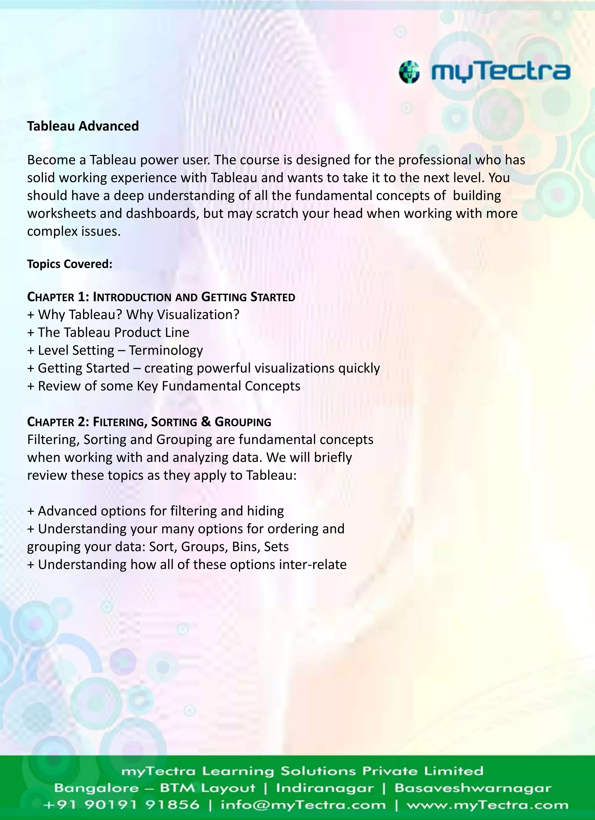 Tableau Online Training by myTectra | PDF