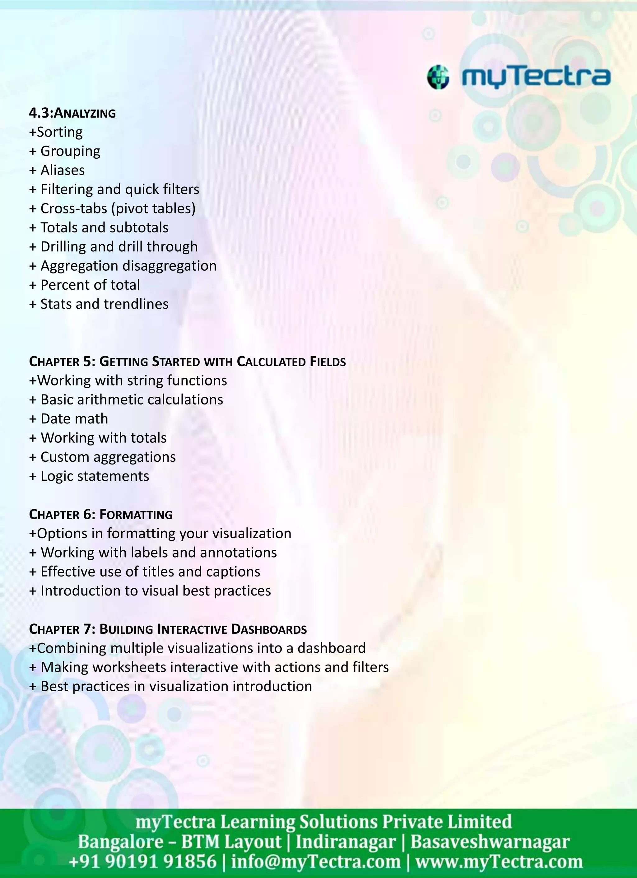 Tableau Training in Bangalore by myTectra | PDF