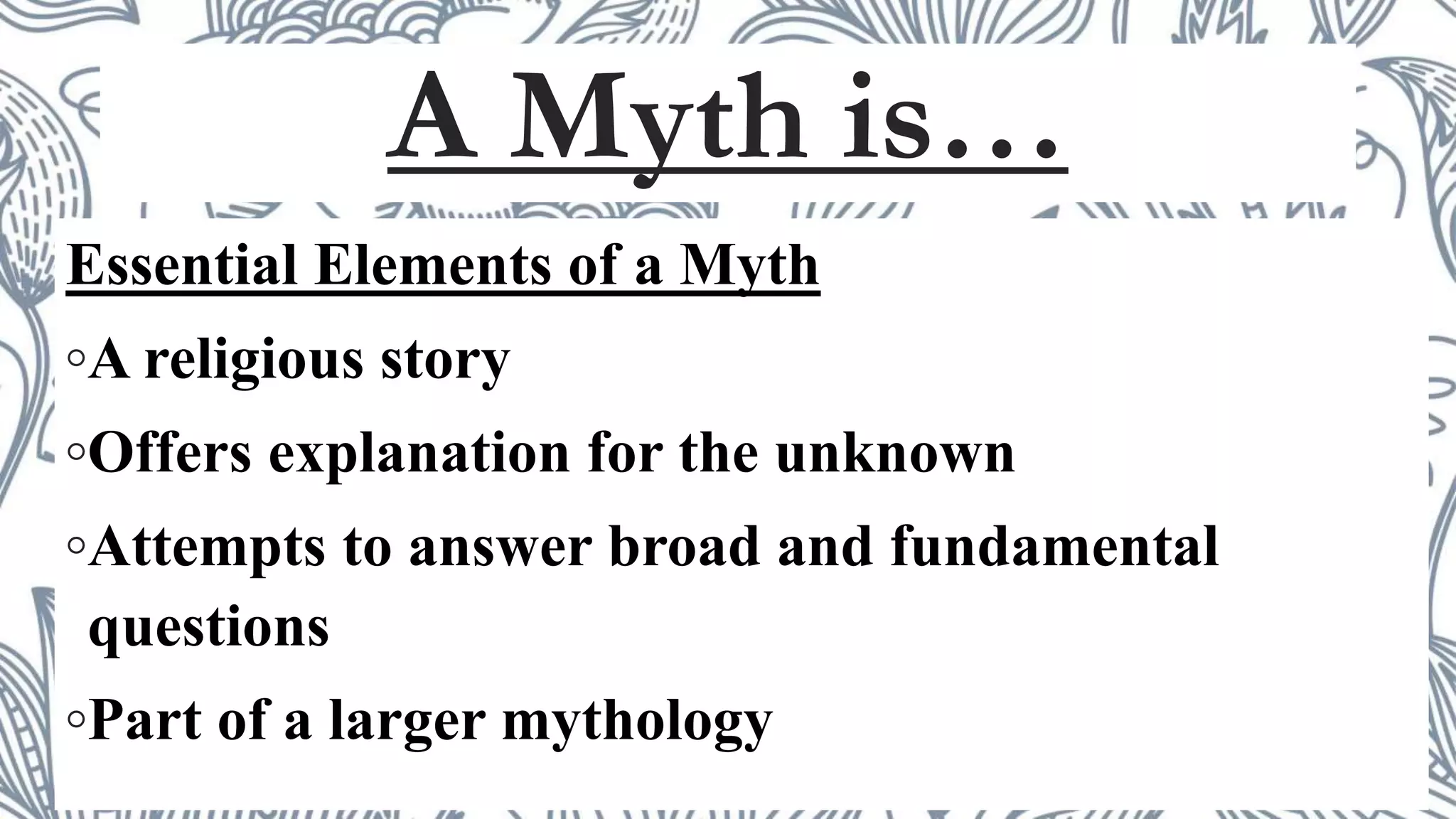 Myth | PPTX | Hinduism | Religion & Spirituality