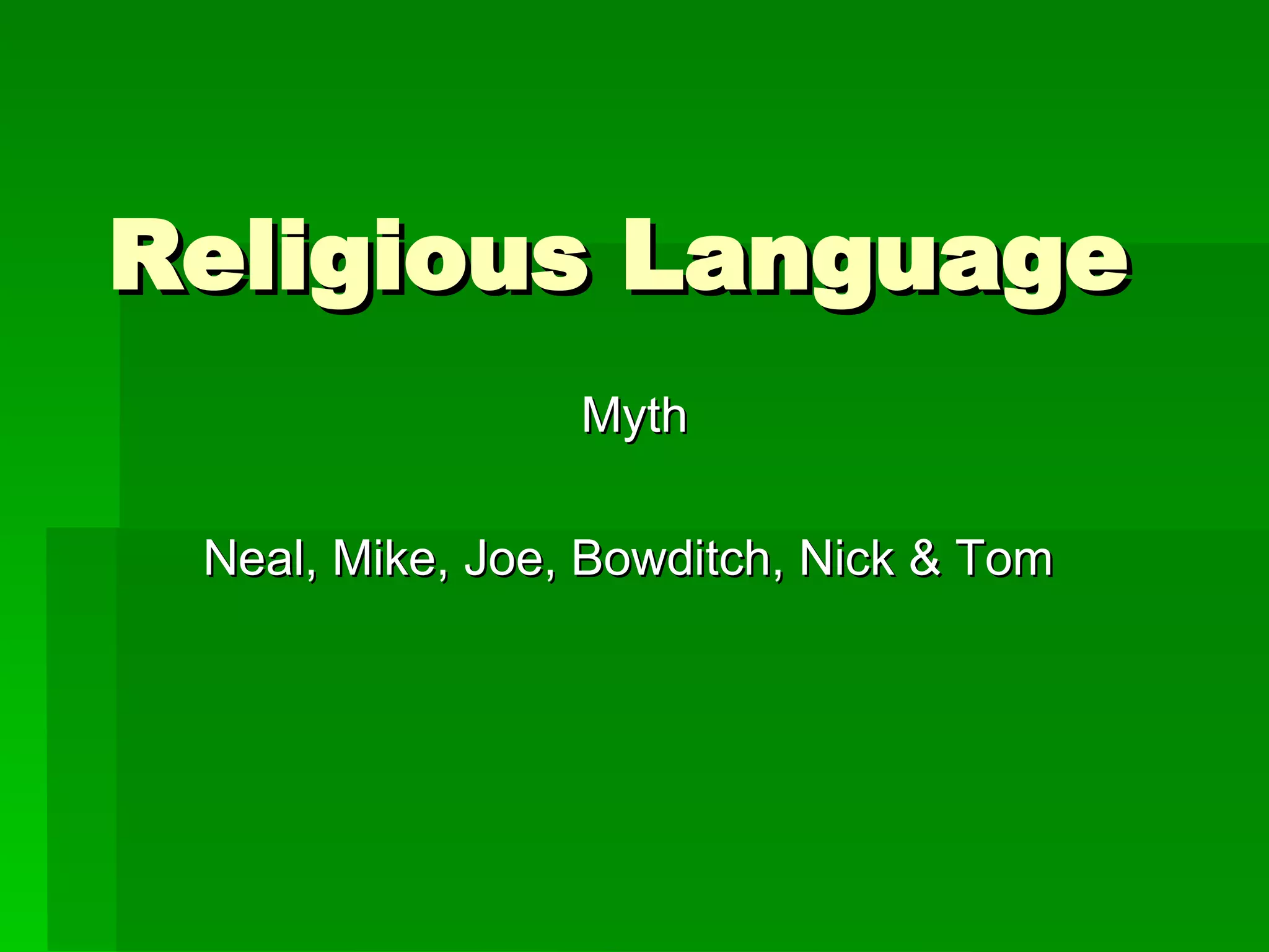 Myth Religious Language | PPT