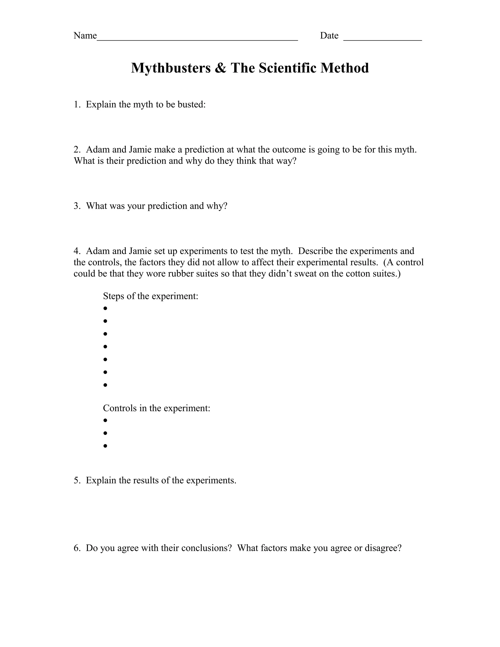 Mythbusters And The Scientific Method | DOC