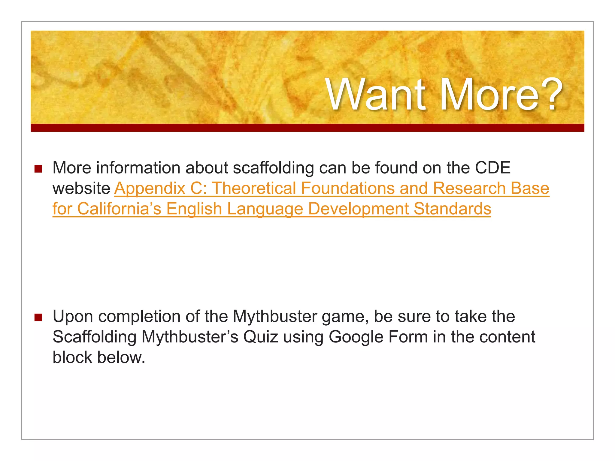 Mythbusters: Scaffolding | PPTX