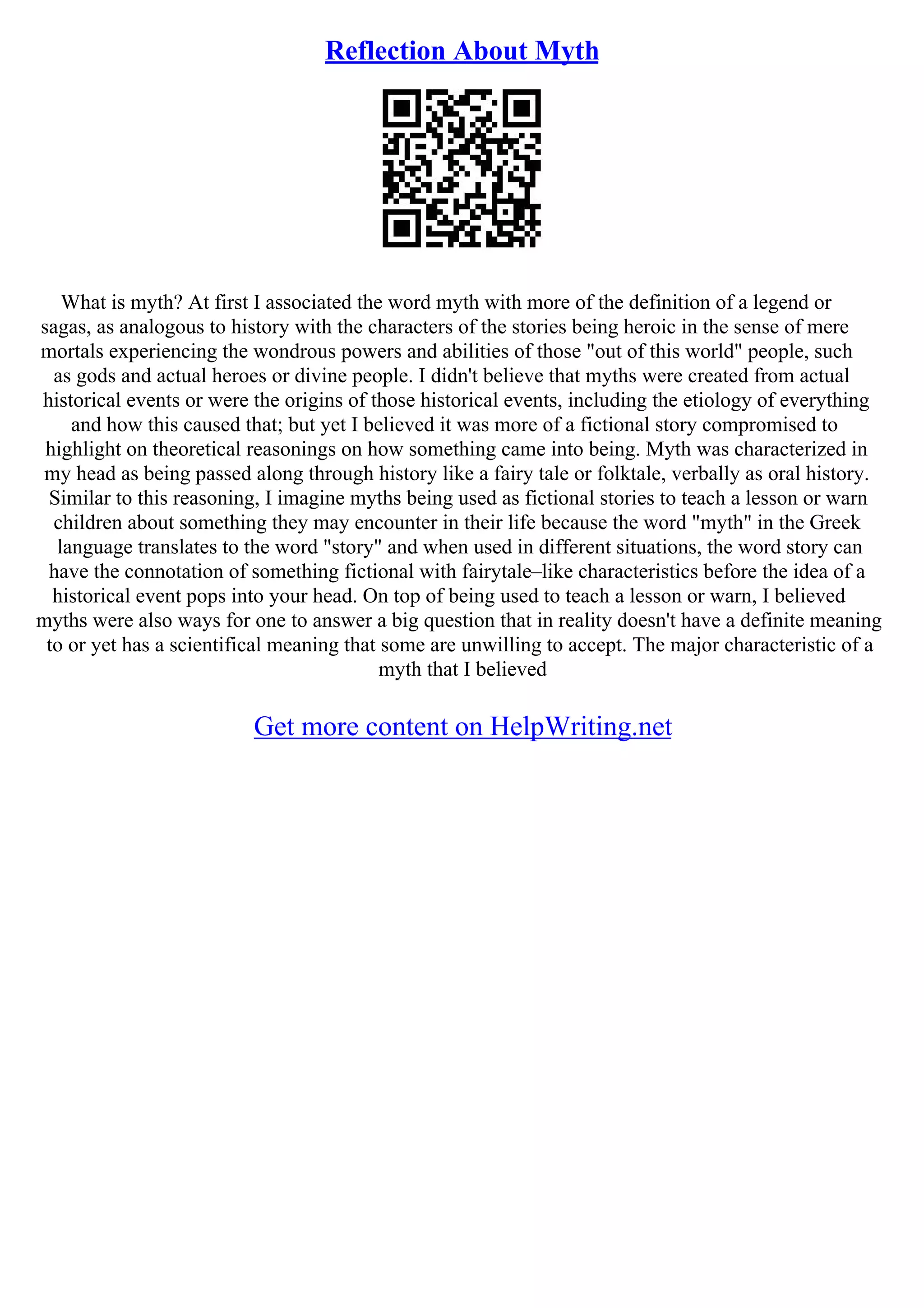 Myth Essays | PDF