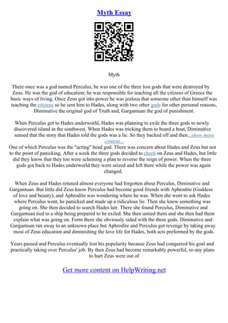 Myth Essays | PDF