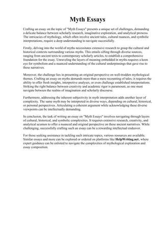 Myth Essays | PDF
