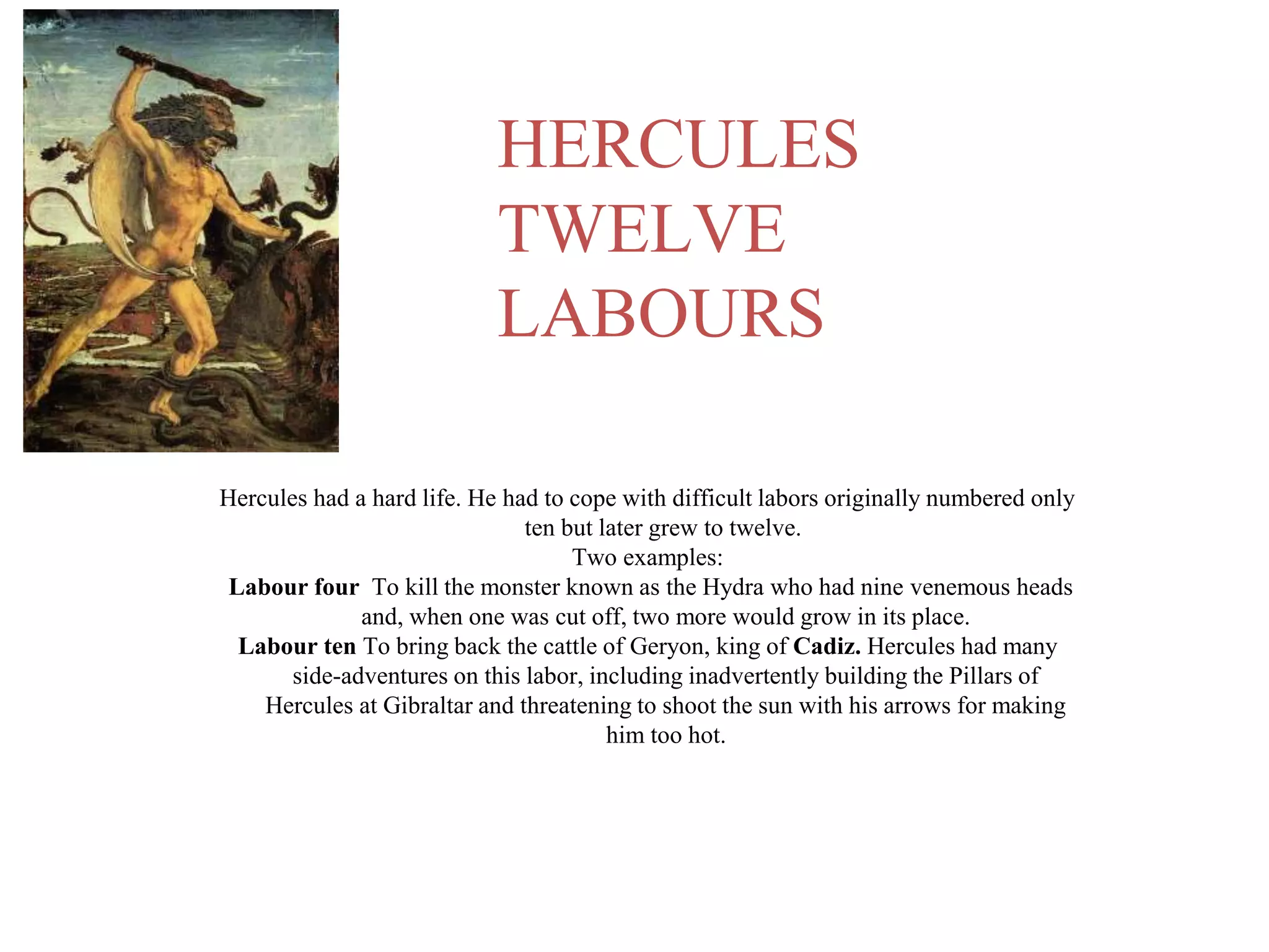 Myth of hercules - Spanish legend | PPTX