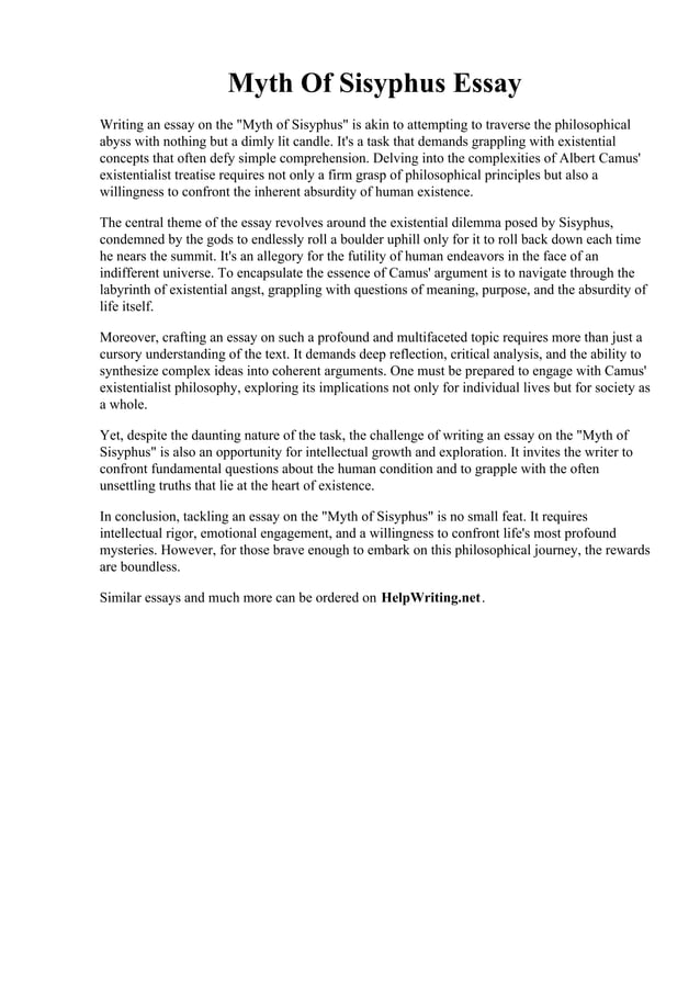 Myth Of Sisyphus Essay | PDF