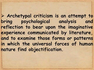 Mythological and archetypal criticism | PPTX