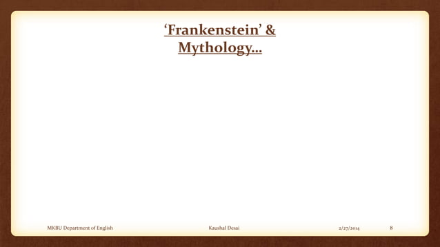 Mythological approach in "Frankenstein" | PPTX
