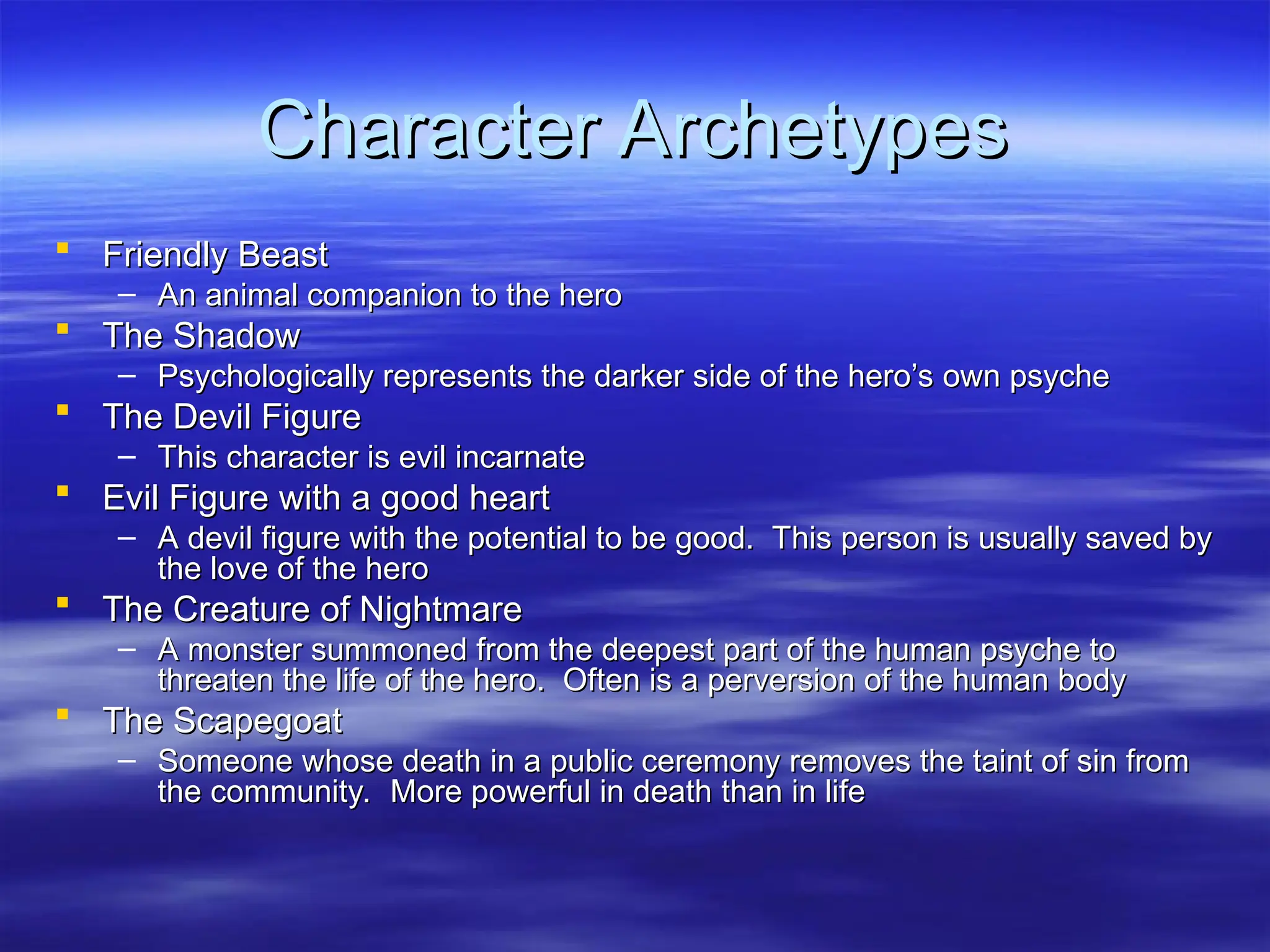 Mythological Archetype so I can do in the morning | PPT
