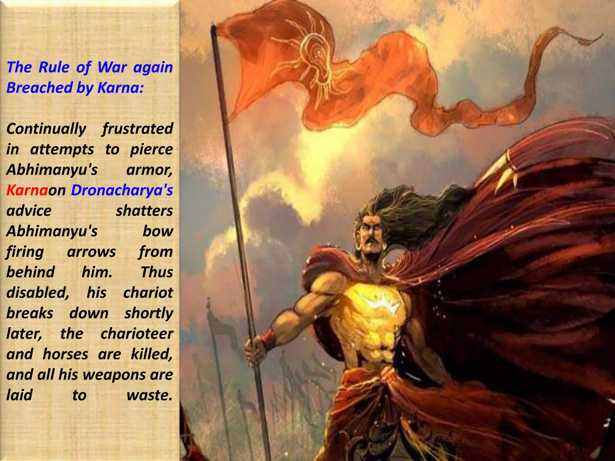 Mythology presentation - Shri Abhimanyu, Son of Shri Arjun | PPTX