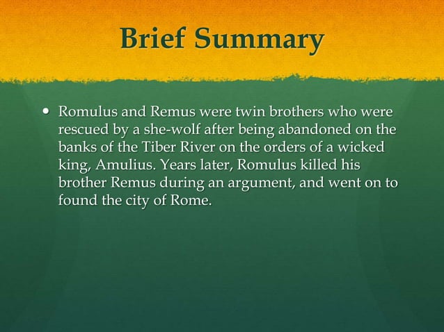 Creation of Rome. Remus and Romulos | PPTX | Education