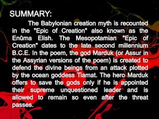 Creation of MESOPOTAMIA- Mythology | PPTX