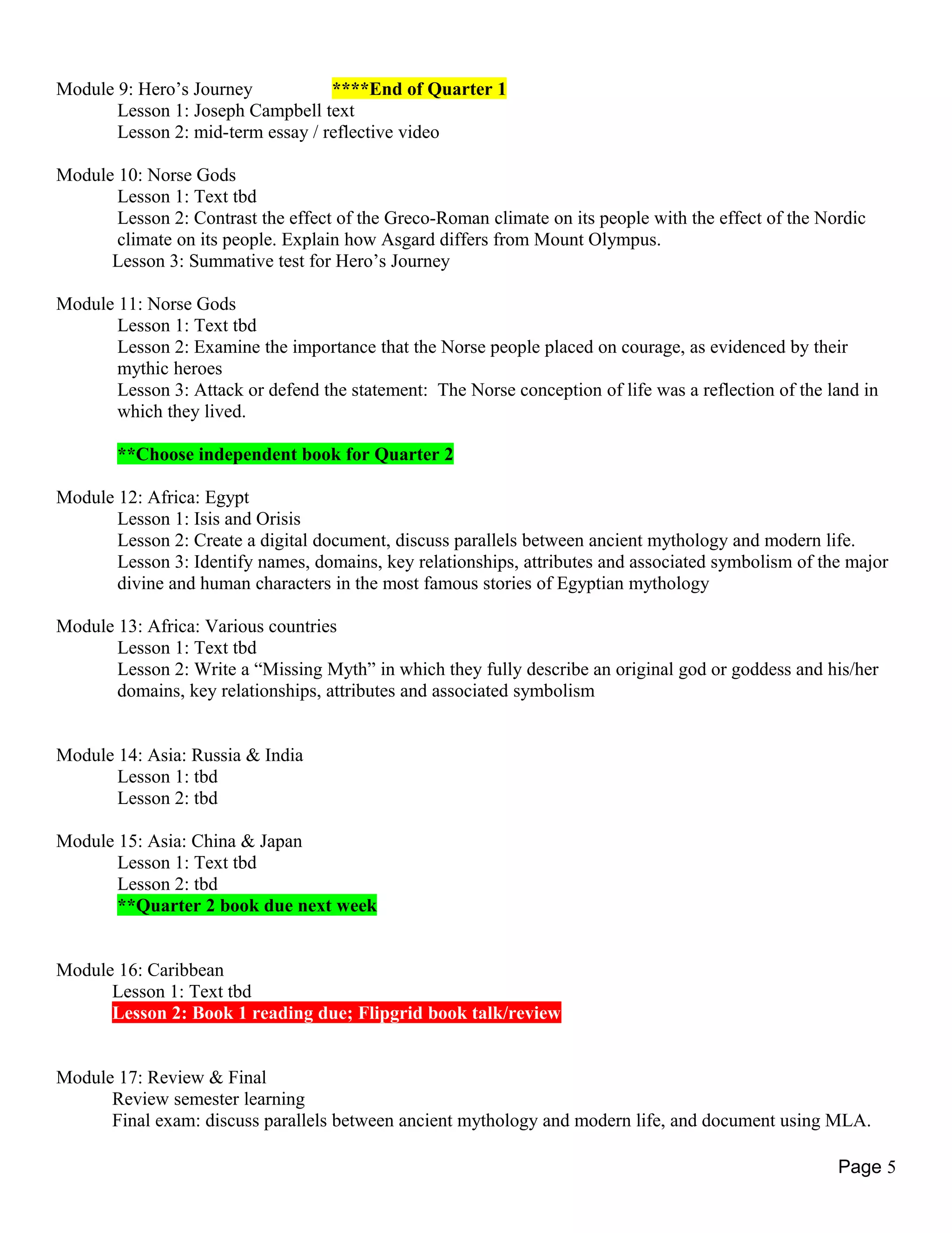 Mythology Syllabus | DOC
