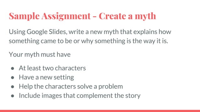 Final Myth Assignment - Write a new myth | PPT