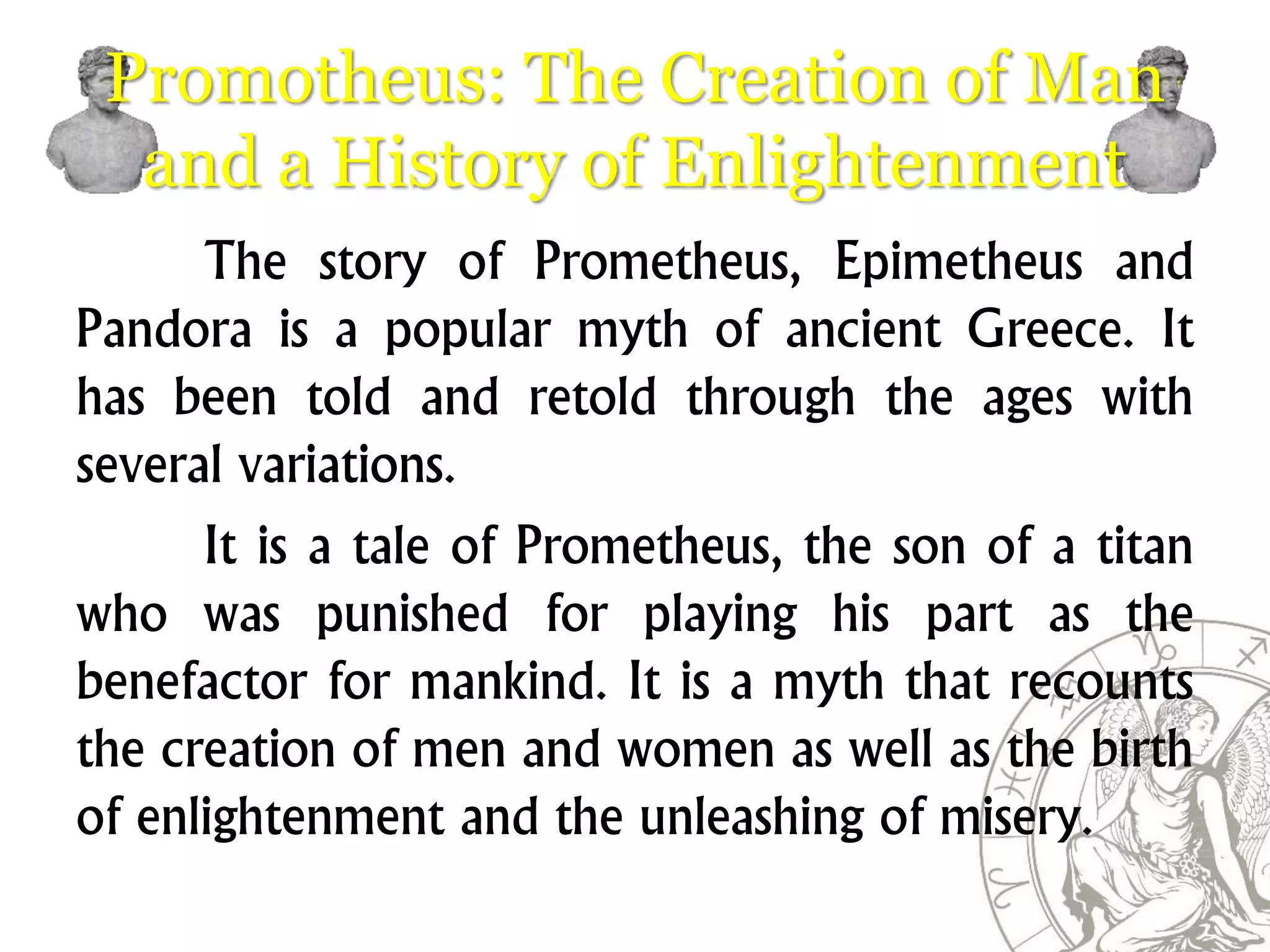 greek creation myth - promotheus and 5 ages | PPTX